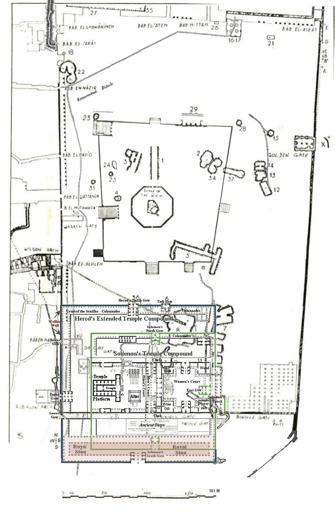 Charles Warren map with Temple Complex overlay